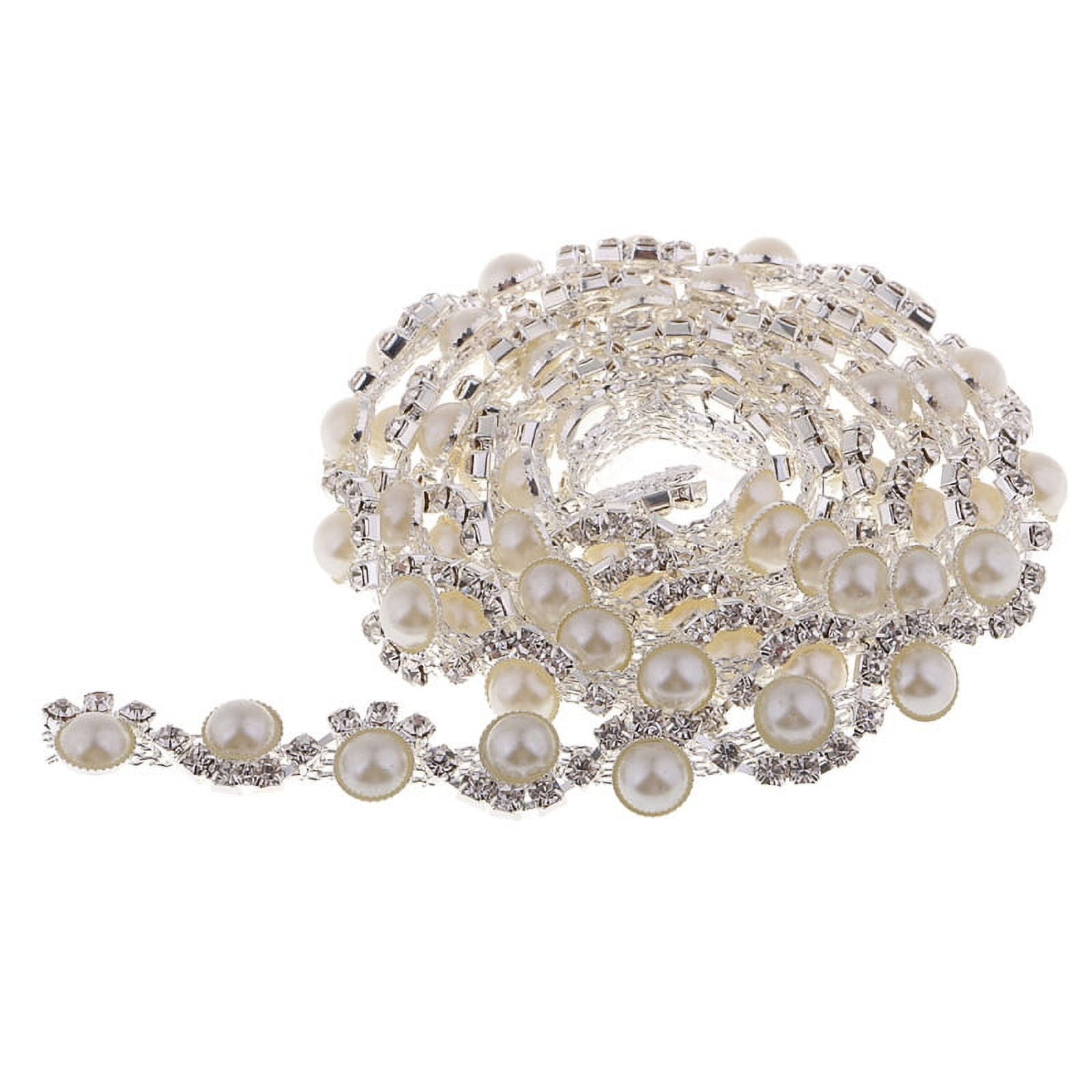 Magideal 1 Yard Pearl and Rhinestone Border, Wedding Clothing ...