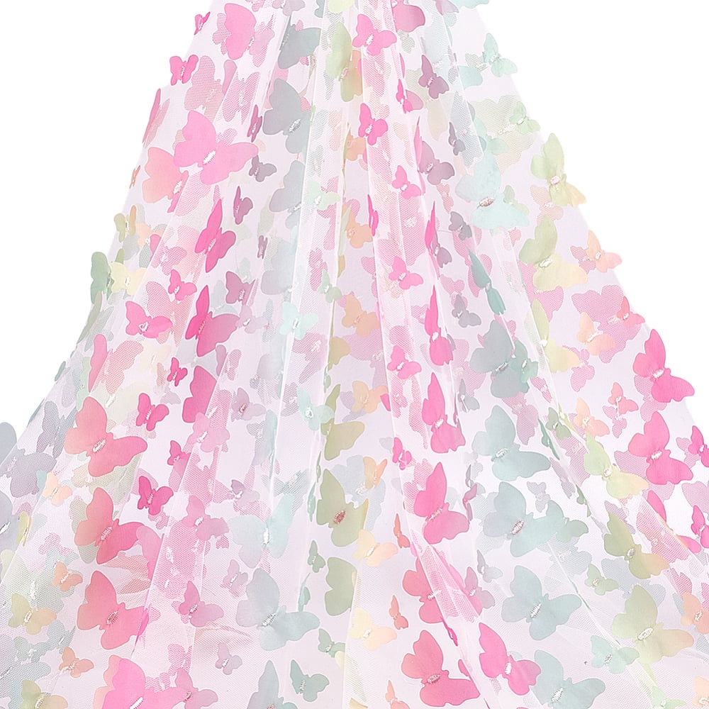 1 Yard Butterfly Polyester Embroidery Mesh Fabric for Wedding Dress ...