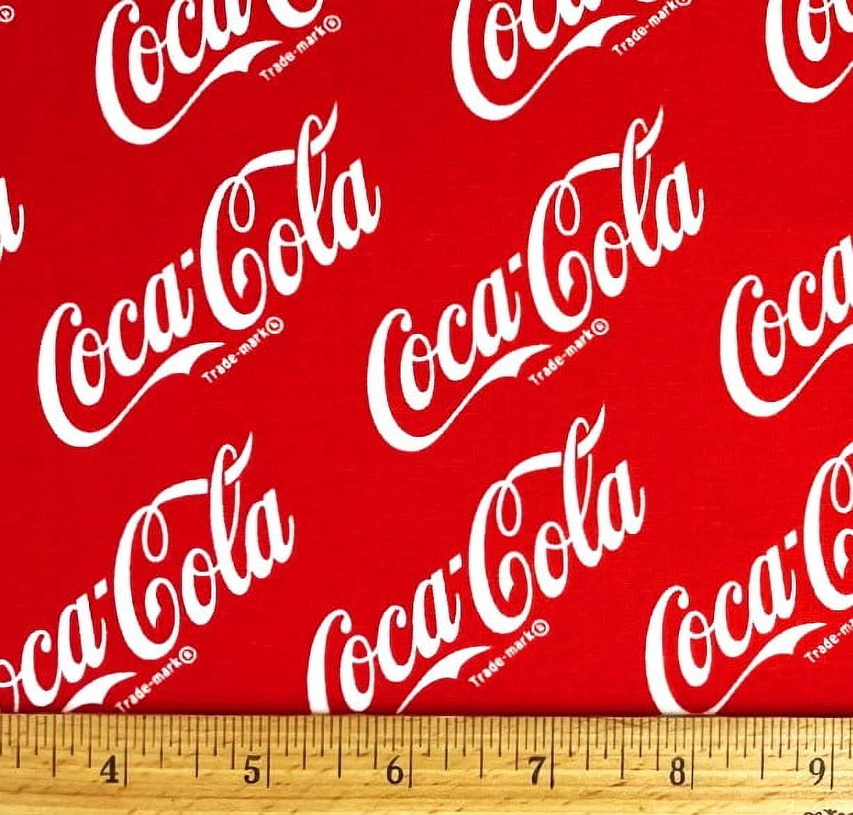 1 Yard - Coca-Cola Script Diagonal on Red Cotton Fabric (Great for ...