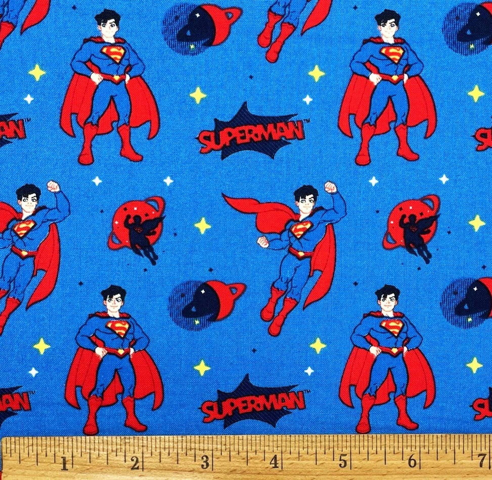 1 Yard - DC Comics Young Superman on Blue Cotton Fabric (Great for ...
