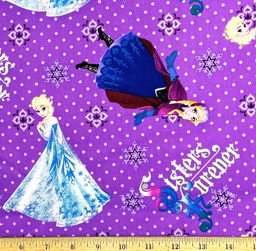 1 Yard - Disney Frozen Princess Elsa & Anna Sisters Forever on Lavender ...