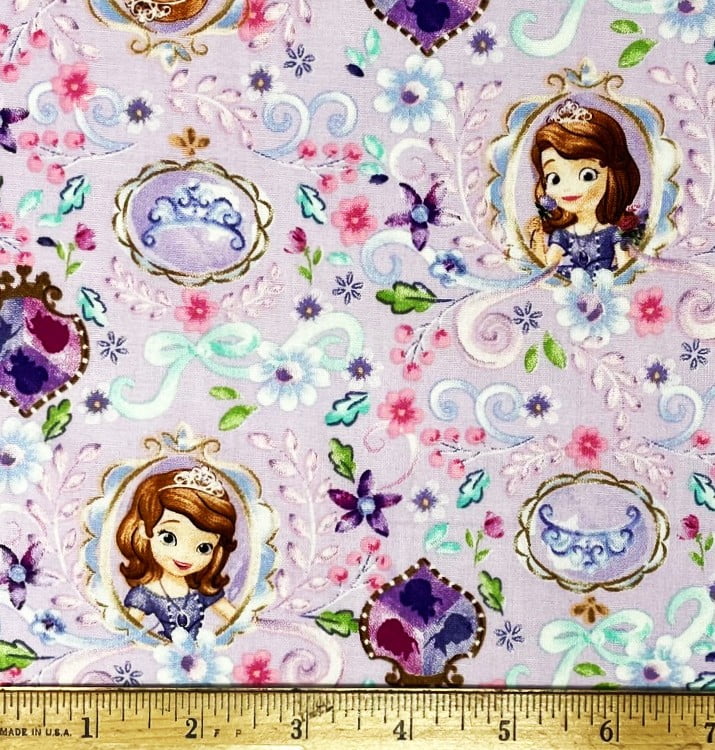 1 Yard - Disney Princess Sofia on Lavender Cotton Fabric (Great for Quilting, Sewing, Craft ...