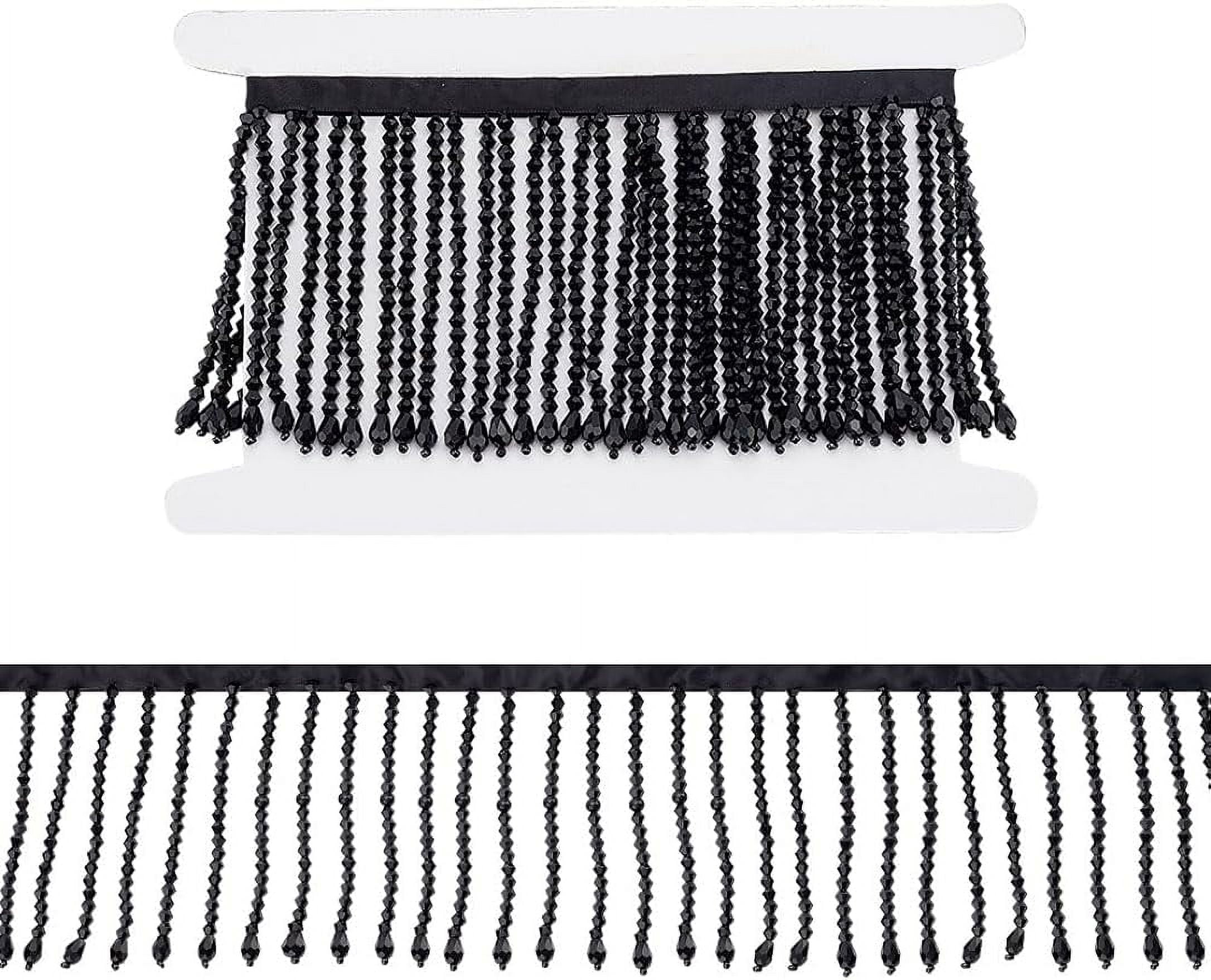 1 Yard Glass Beaded Fringe Trim 3.58 Inch Wide Bling Sewing Beaded ...