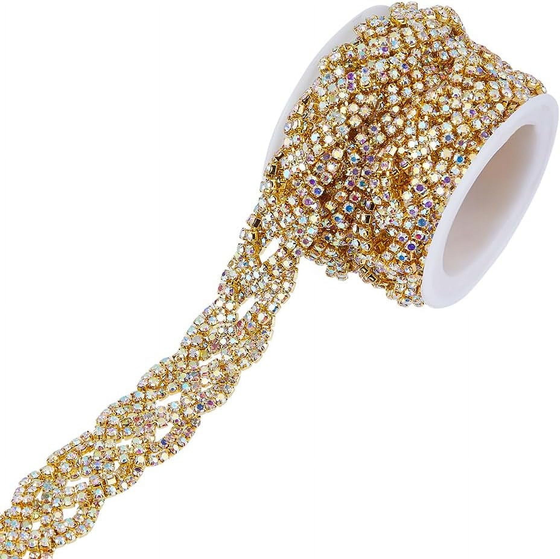 1 Yard Gold Rhinestone Trim Rhinestone Bling Wrap Ribbons Crystal Chain ...