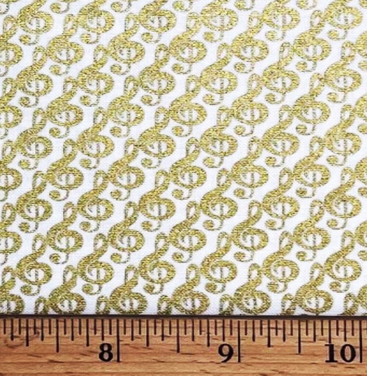 1 Yard - Gold Treble Clef Music on Cream Cotton Fabric (Great for ...