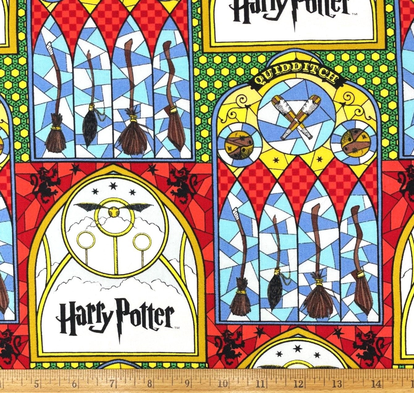 1 Yard - Harry Potter Stained Glass Cotton Fabric (Great for Quilting ...