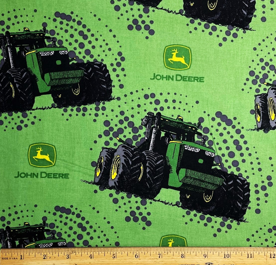 1 Yard - John Deere Big Farm Tractors on Green Cotton Fabric (Great for ...