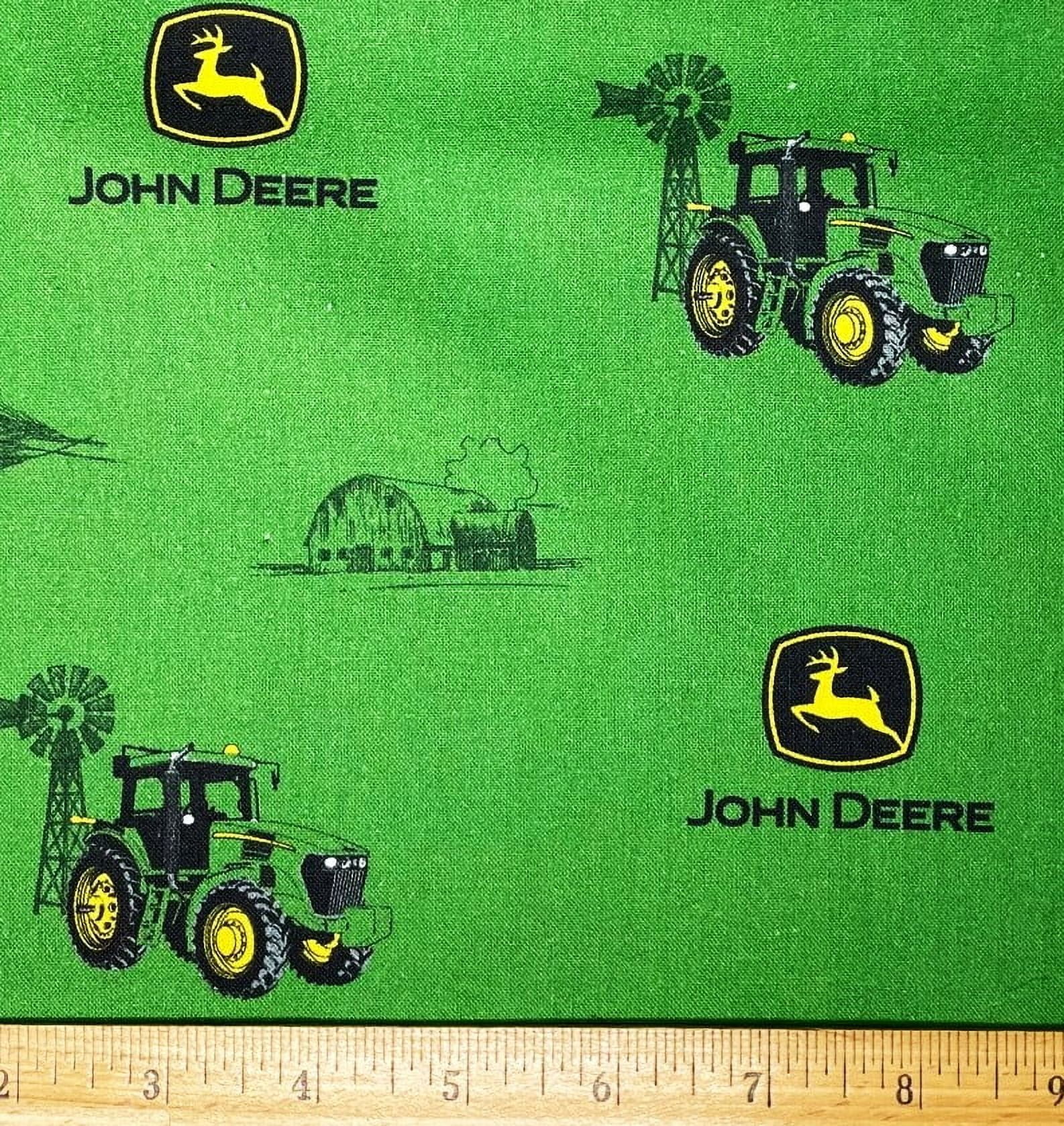 1 Yard - John Deere Farm Tractor on Green Cotton Fabric (Great for Quilting, Sewing, Craft ...