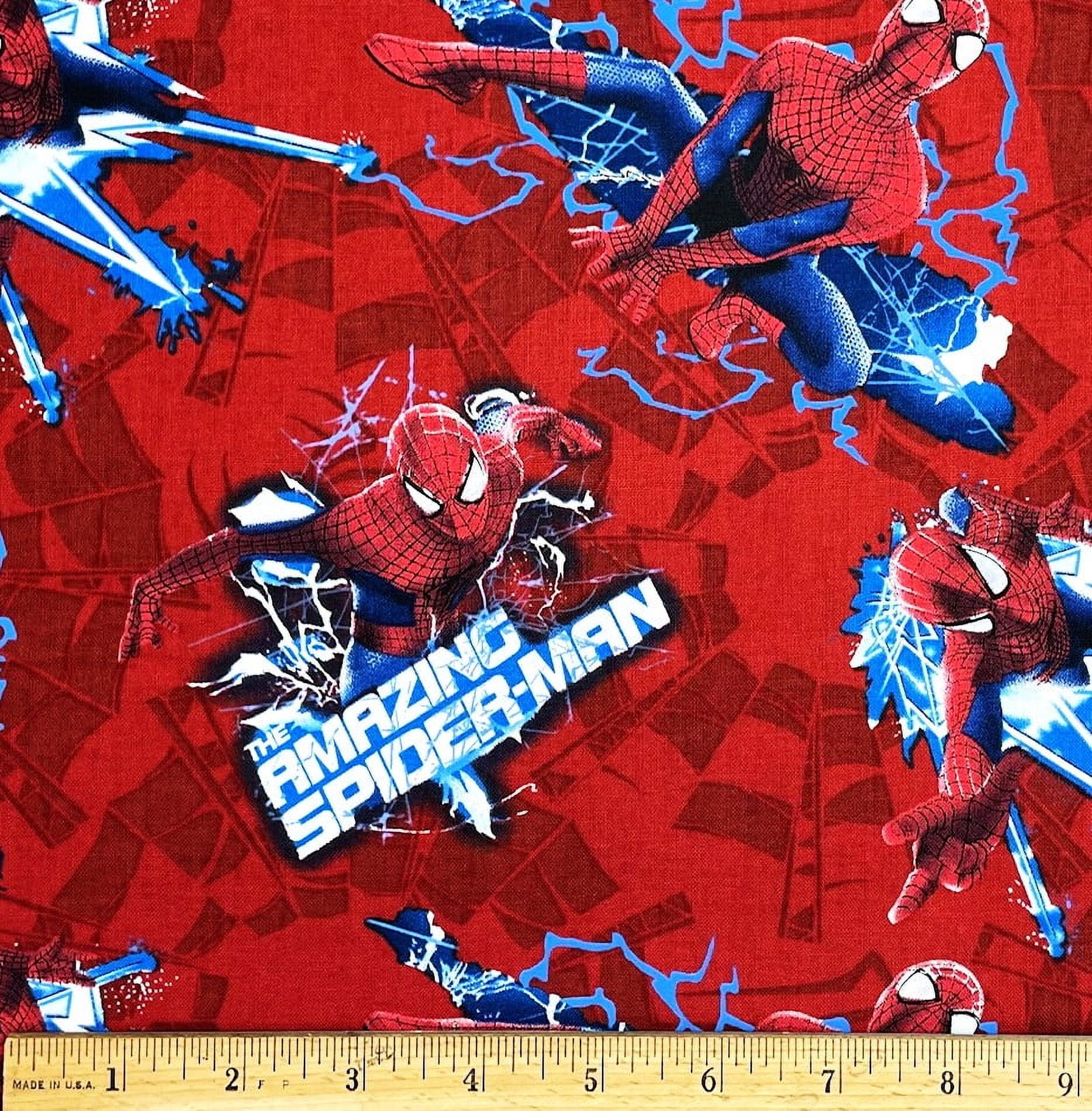 1 Yard - Marvel Amazing Spiderman on Red Cotton Fabric (Great for ...