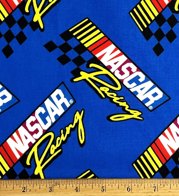 1 Yard - NASCAR Racing on Blue Cotton Fabric (Great for Quilting ...