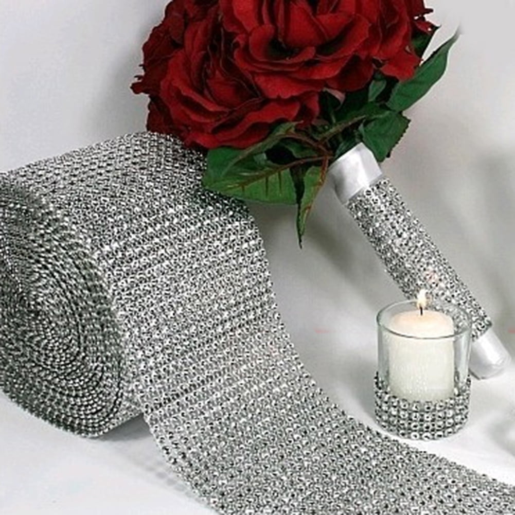 1 Yard Sparkle Rhinestone Plastic Ribbon Roll Mesh Wrap Wedding ...