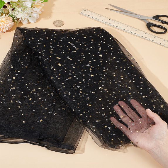 1 Yard Star Moon Pattern Nylon Mesh Fabrics for Costume Accessories ...