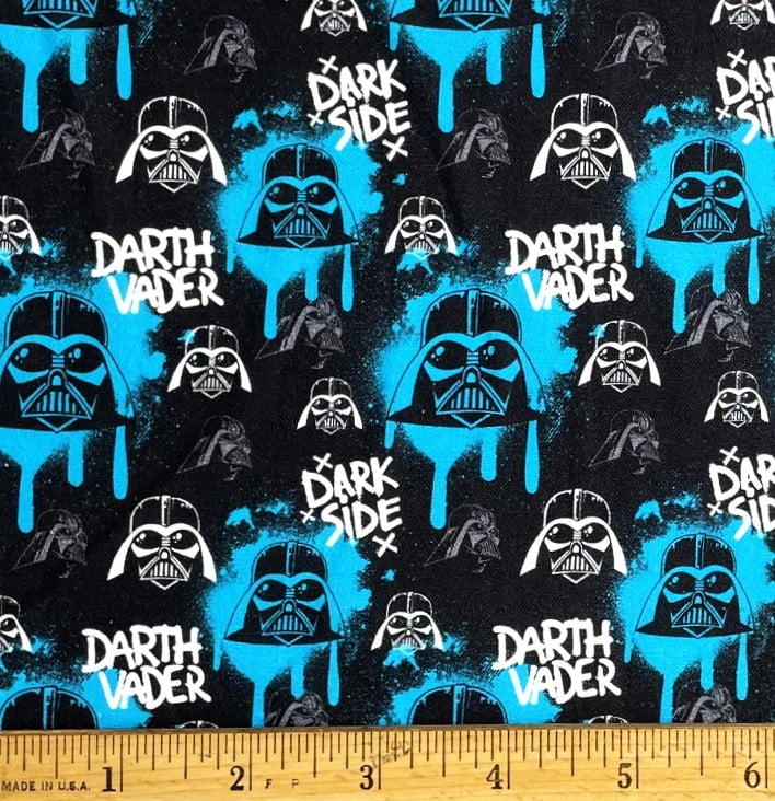 1 Yard - Star Wars Darth Vader Dark Side in Blue & Black Cotton Fabric ...