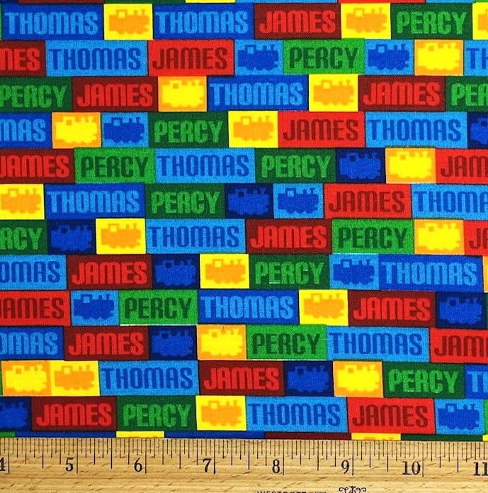 1 Yard - Thomas the Tank Engine Rainbow Names Cotton Fabric - Thomas ...