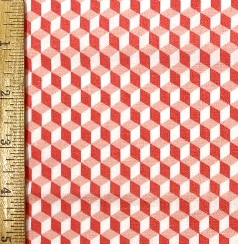 1 Yard - Tumbling Block 3D Mini Cubes Pink Cotton Fabric (Great for ...