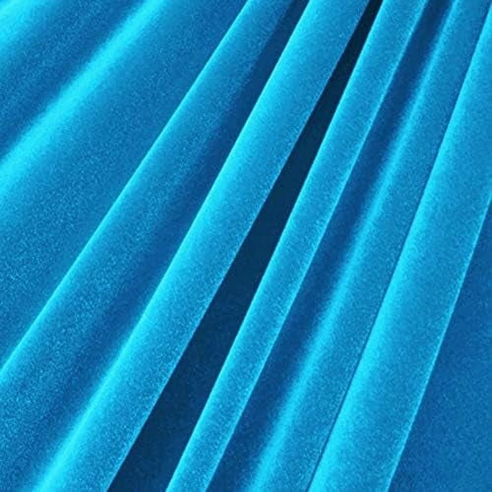 1 Yard (Turquoise) Rich & Vibrant Blue Velvet Fabric – 4-Way Stretch ...