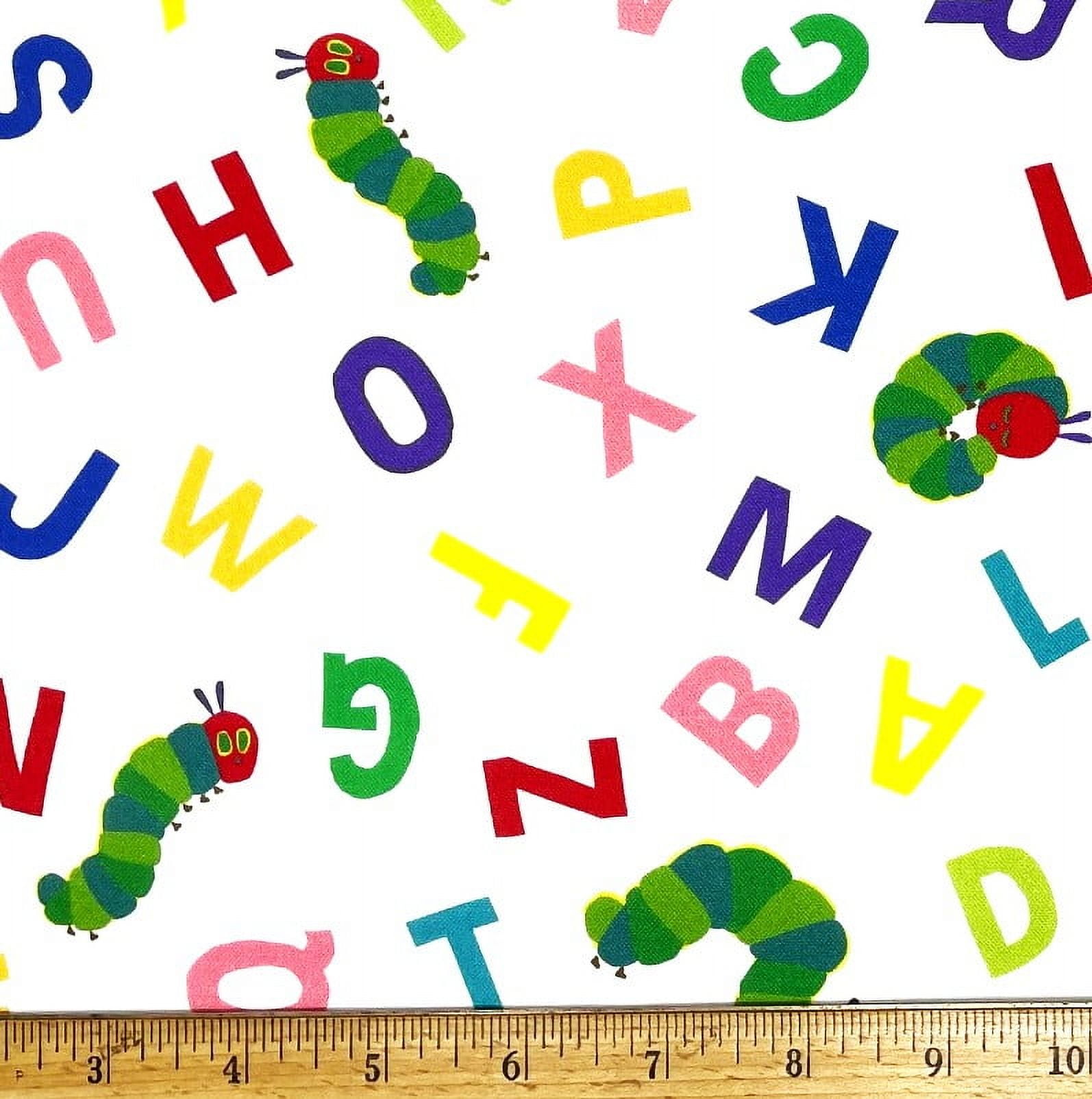 1 Yard - Very Hungry Caterpillar & ABCs on White Cotton Fabric (Great ...