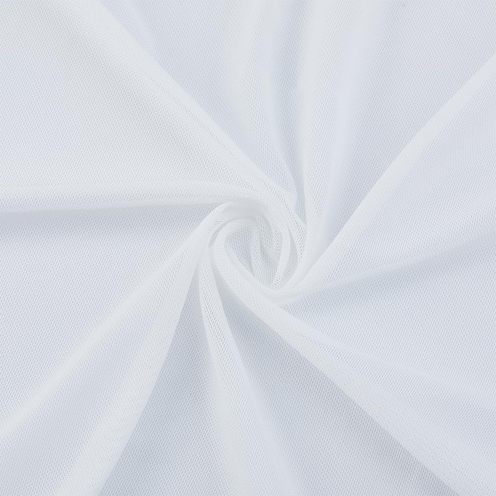 1 Yard White Stretch Sheer Material 4 Way Stretch Net Fabric Mesh 67 ...
