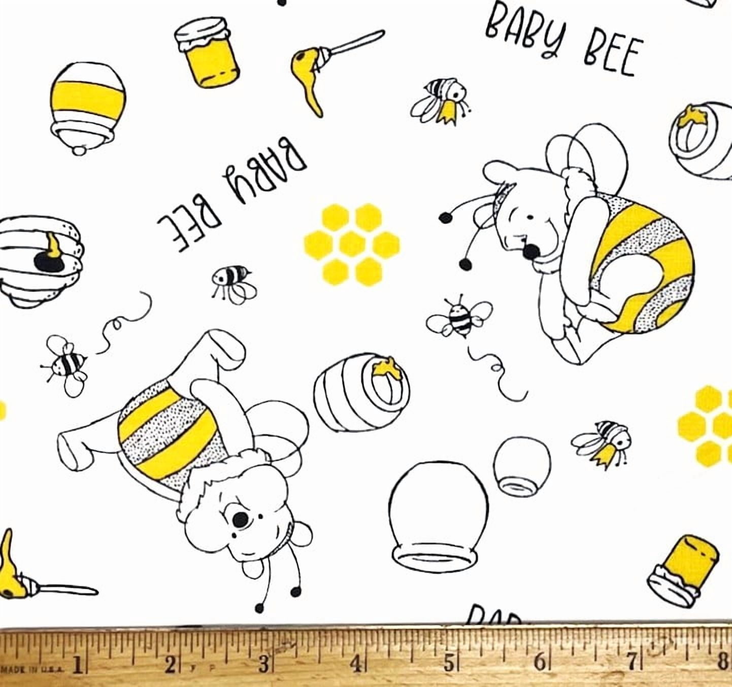1 Yard - Winnie the Pooh Baby Bee on White Cotton Fabric (Great for ...