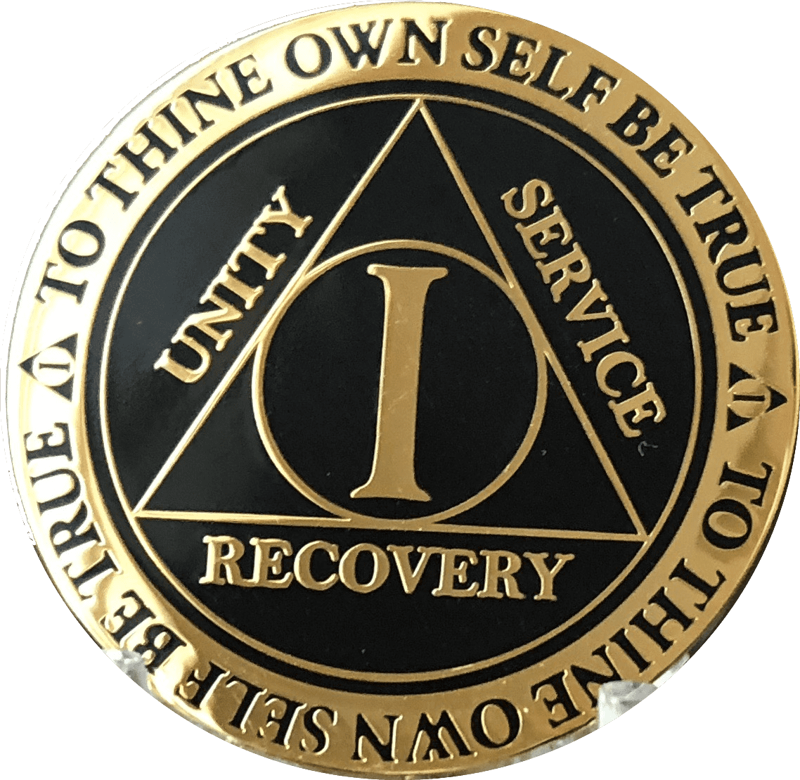 1 Year AA Medallion Reflex Black Gold Plated Sobriety Chip - Walmart.com