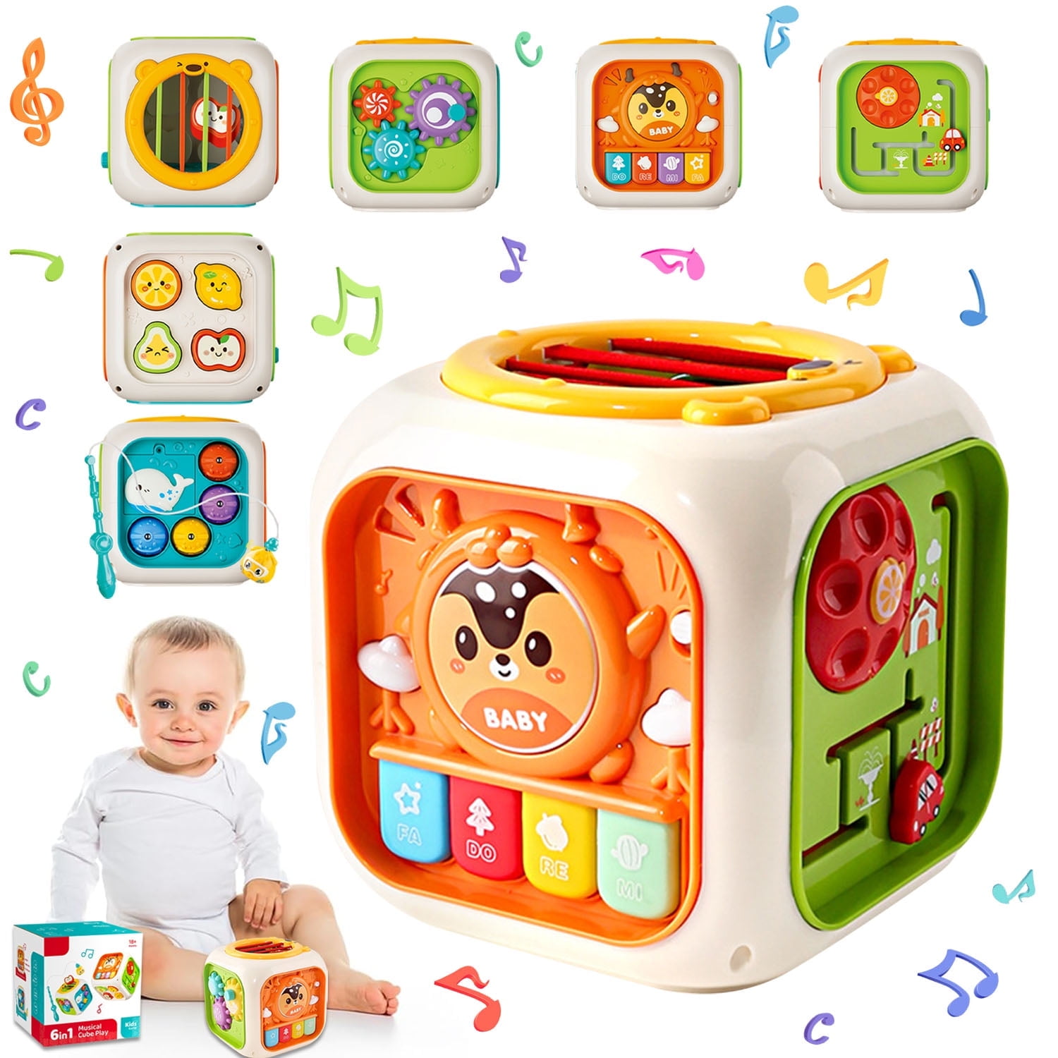 1 Year Old Boy Girl Gifts, Activity Cube with Music and Light ...