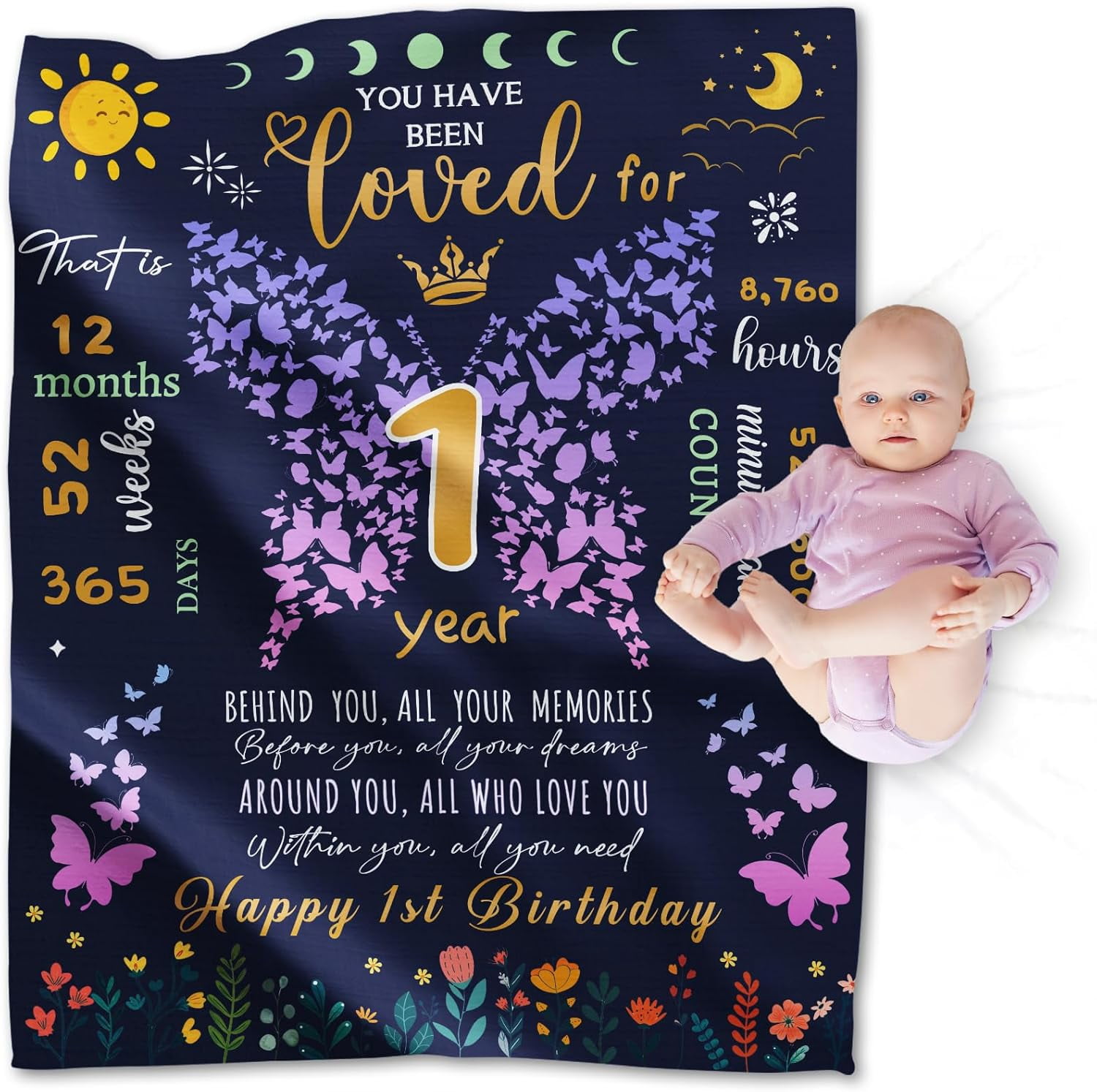 1 Year Old Girl Gifts for 1st Birthday Blanket, 1st Birthday Gifts for ...