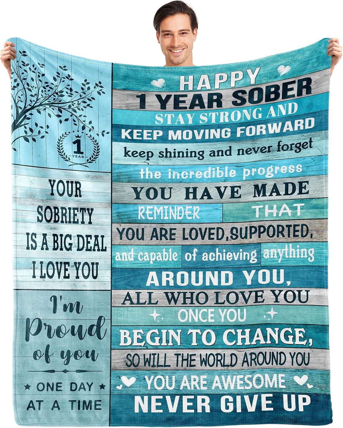 1 Year Sober Gifts, Sobriety Gifts Blanket, Sober Gifts for Women Men ...