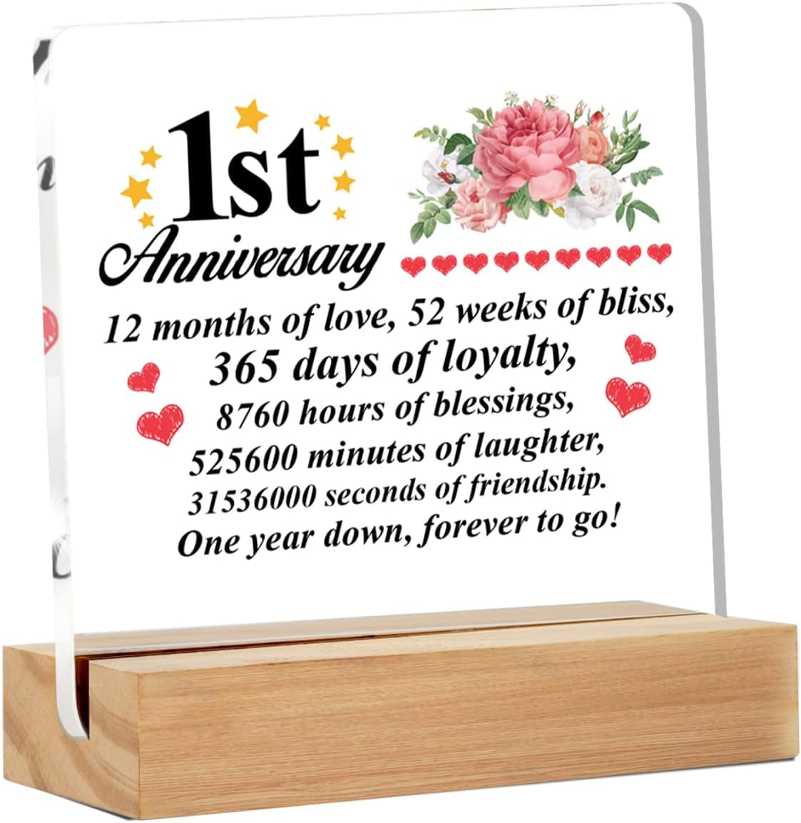 1 Year Wedding Gift Ideas Romantic First Anniversary Sign - 1St ...
