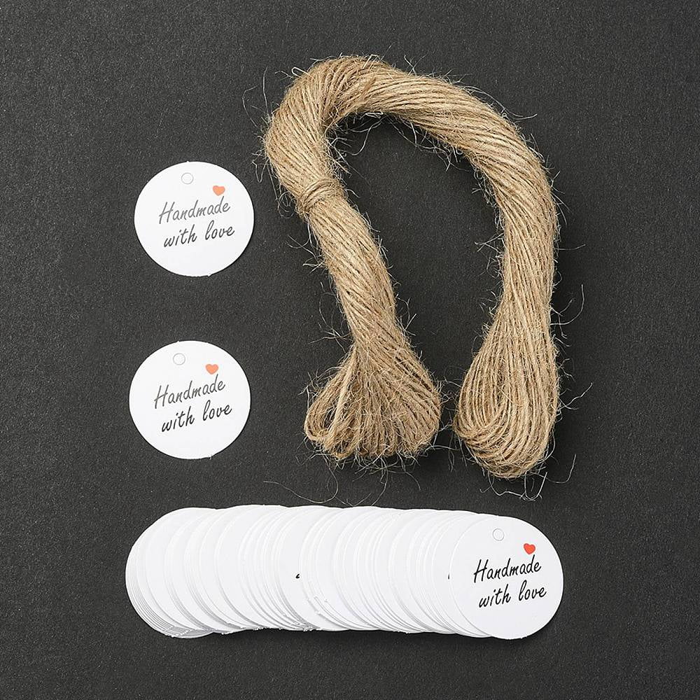 1 bag 100pcs Paper Gift Tags Hange Tags with Hemp Rope for Arts Crafts ...