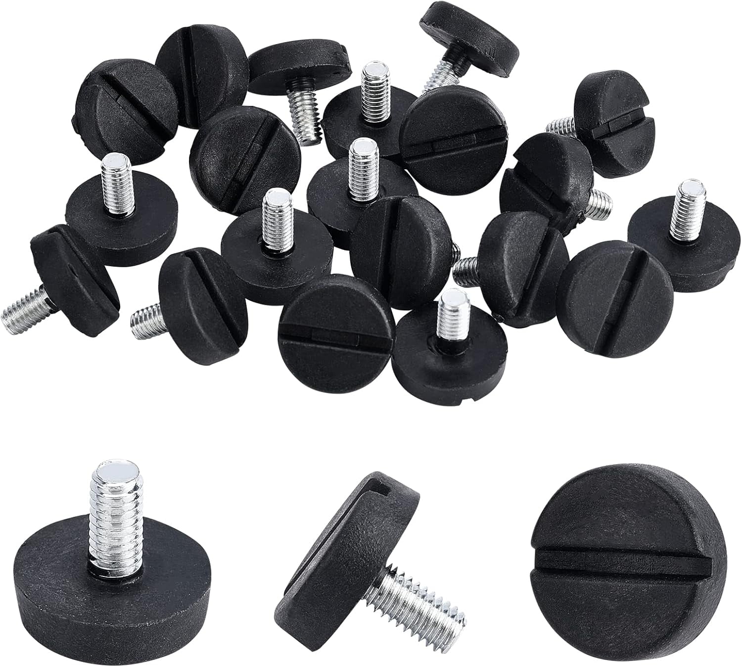 1 bag 20pcs Adjustable Plastic Screw with Iron Findings Black 18x21mm ...