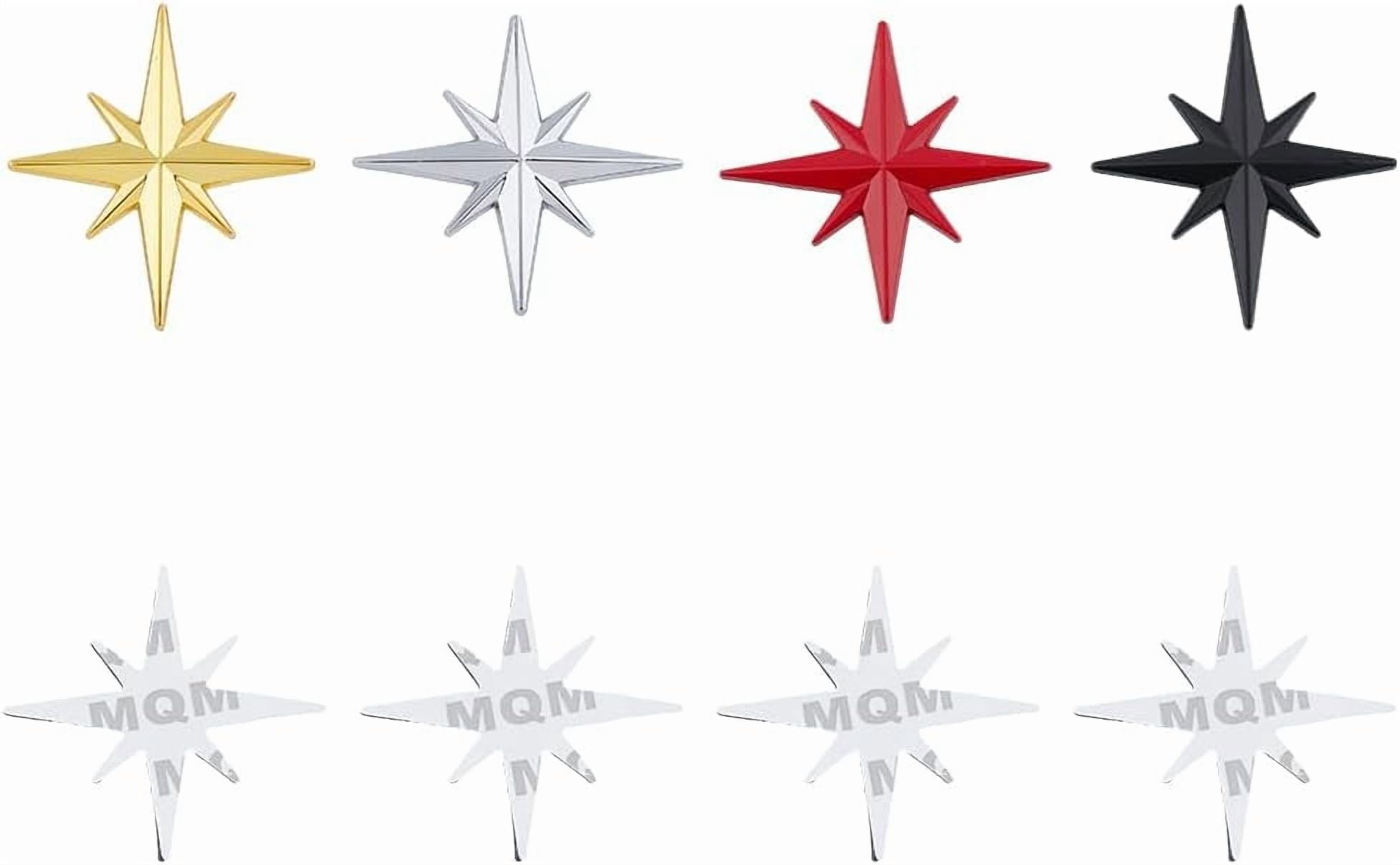 1 bag 4Pcs 4 Colors 3D Star Car Stickers Metal Guide Star Decal Compass ...