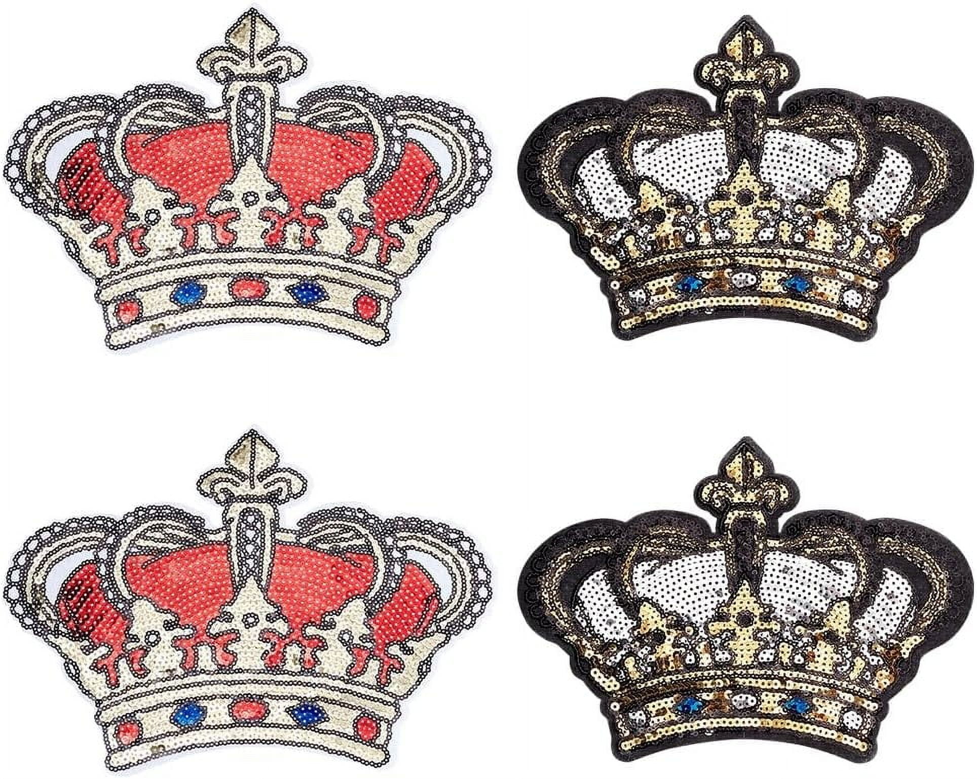 1 bag 4pcs 2 styles Crown Shape Embroidery Sequins Patches Red White ...