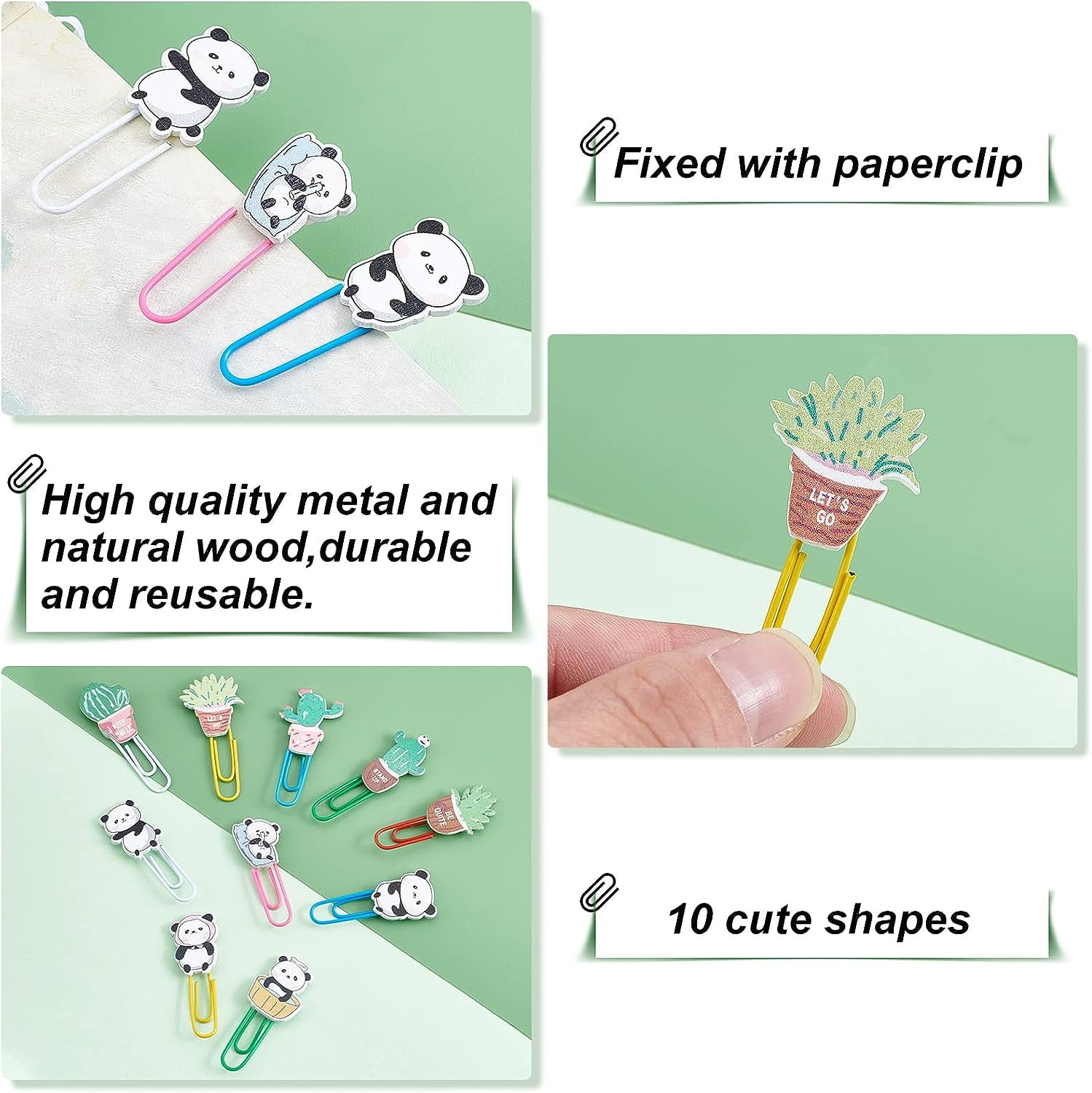 1 bag 6 sets 2 style Panda Shape Iron Paperclips Cute Paper Clips Funny ...