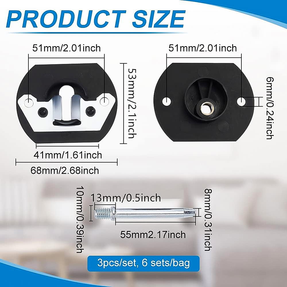 1 bag 6 sets Black Furniture Connector Pin style Replacements Part ...