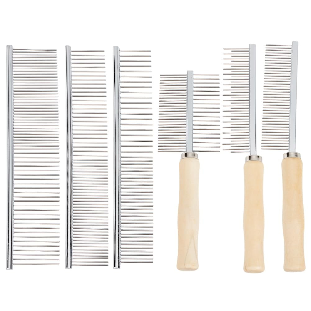 1 bag 6pcs 6 styles Stainless Steel Pet Combs Cat Dog Pet Grooming Fine ...