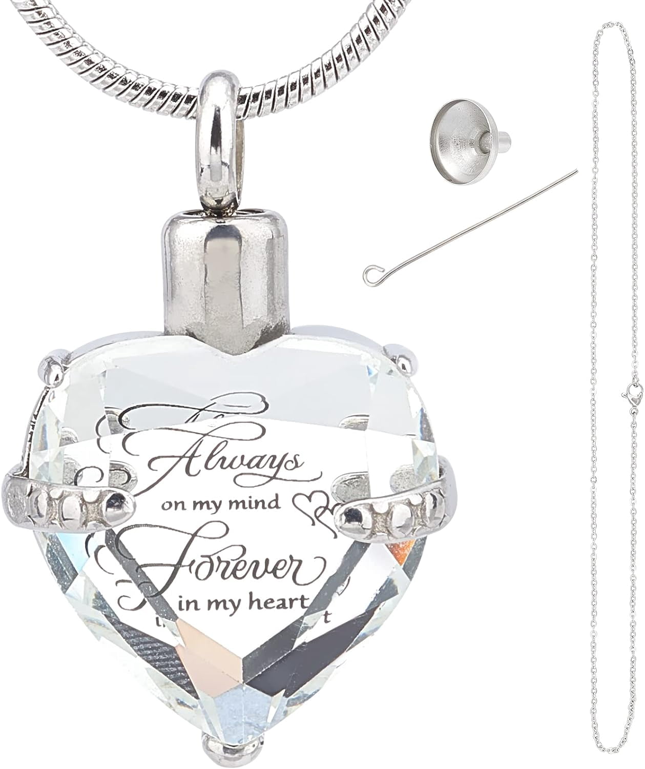 1 bag Heart Cremation Urn Necklace for Ashes Birthstone Memorial ...