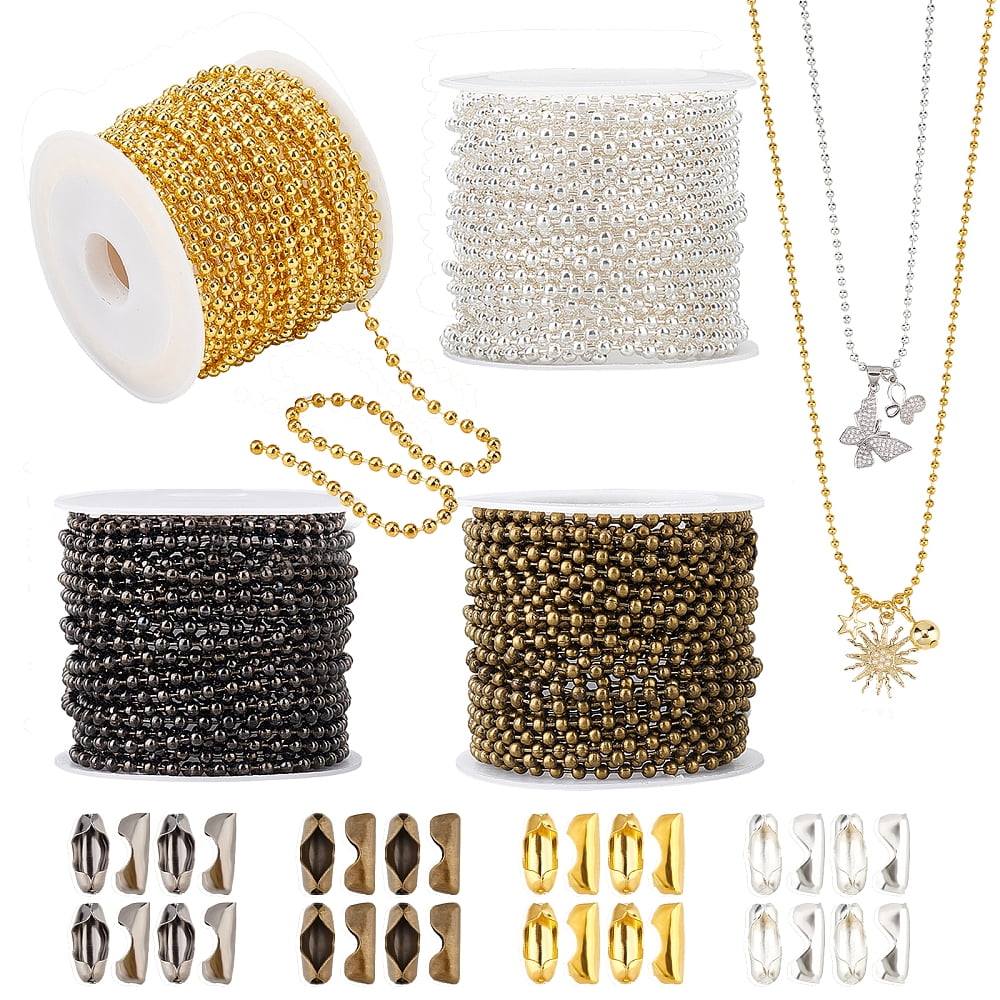 1 bag Soldered Iron Ball Chains Jewelry Making Finding Kit with Brass ...