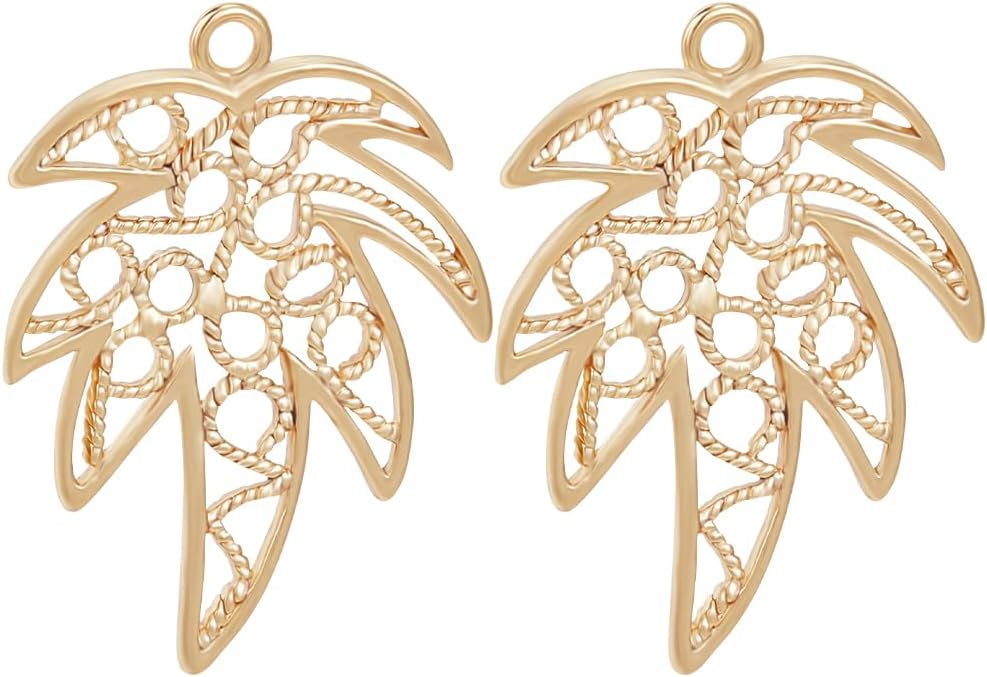 1 box 1 box 10pcs Maple Leaf Charms 18K golden Plated Spring Autumn ...