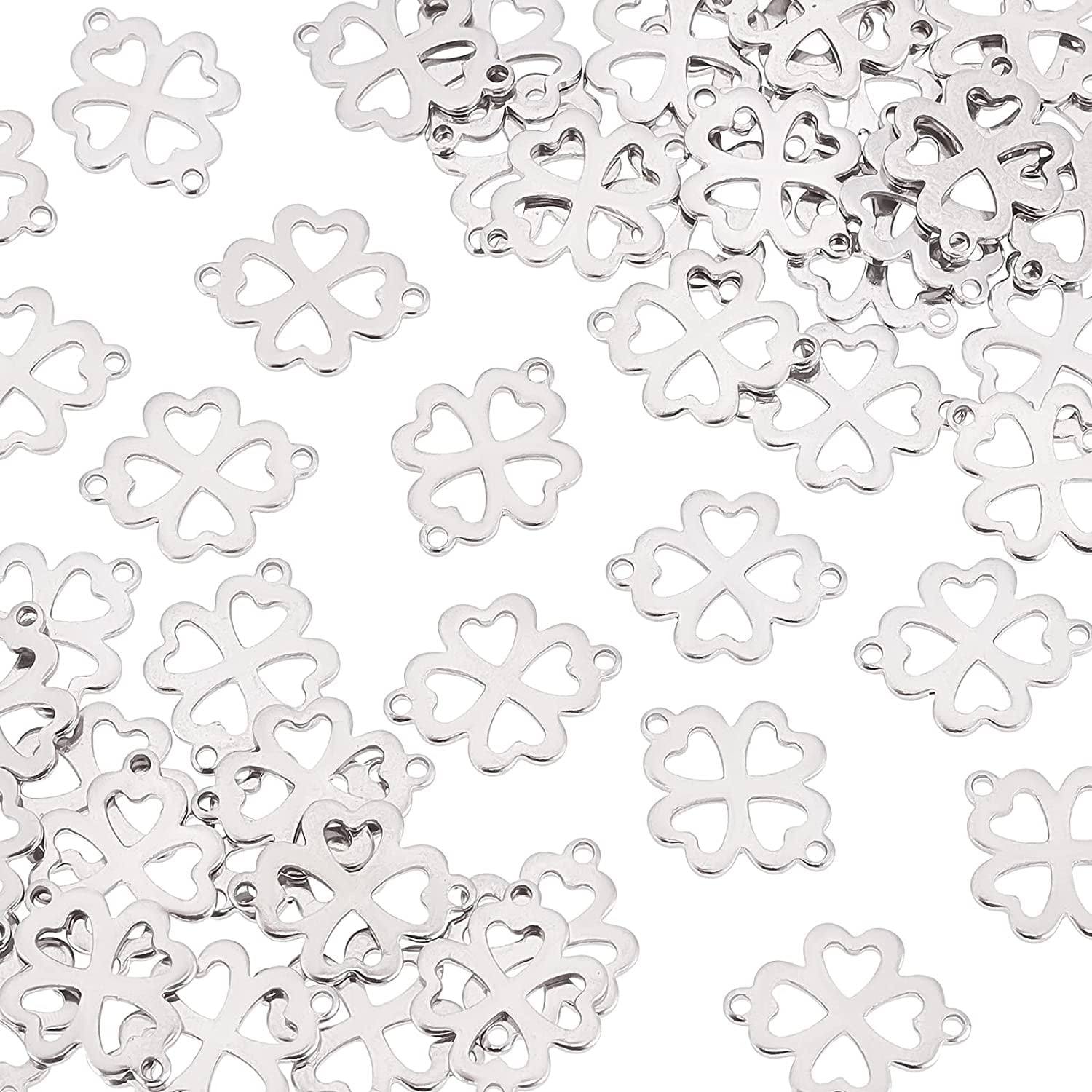 1 box 100pcs Four-leaf Clover Links Connectors Stainless Steel Lucky ...