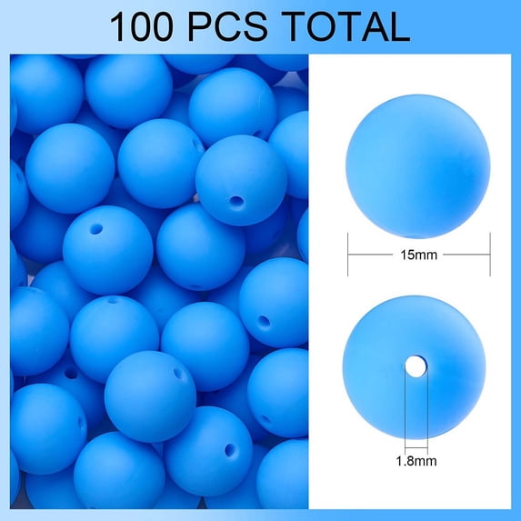 1 box 100pcs Silicone Beads Round Rubber Bead 15MM Loose Spacer Beads ...