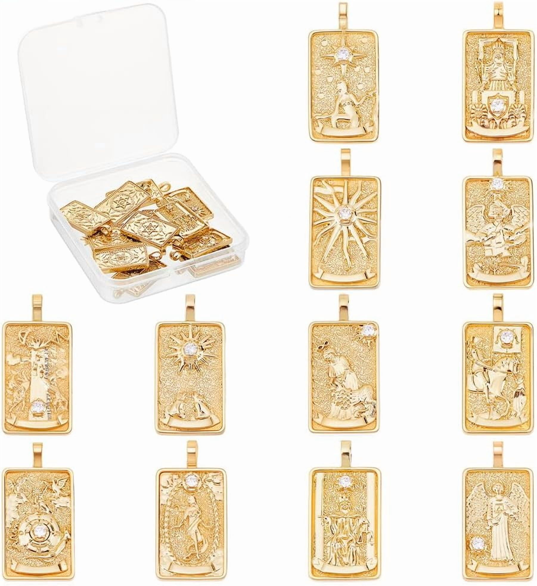 1 box 12pcs 12 style Real 18K golden Plated Brass Charms Micro Pave ...