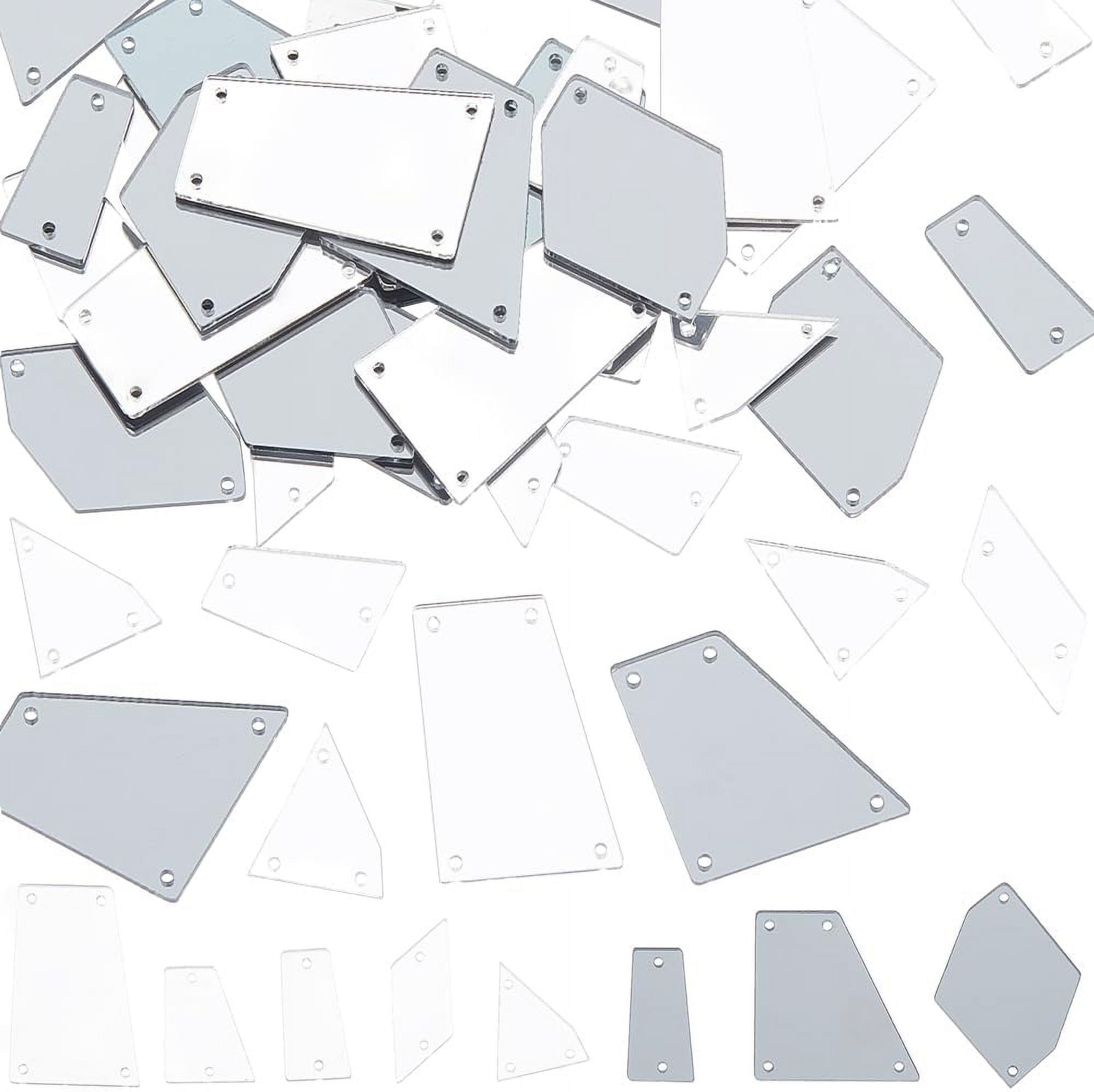 1 box 144pcs 8 styles Acrylic Mirror Sew on Rhinestones Mixed Shapes ...