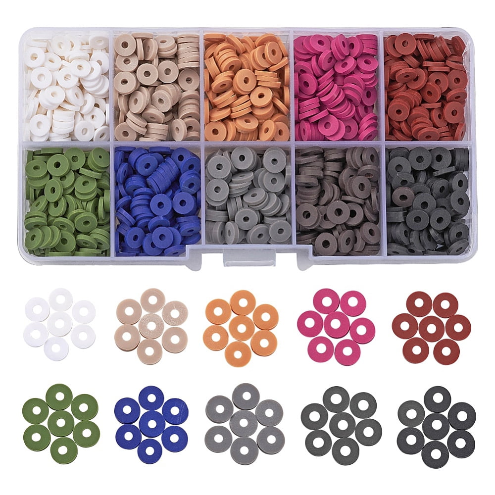 1 box 1500pcs 10 colors Dark colors Handmade Polymer Clay Beads Disc ...