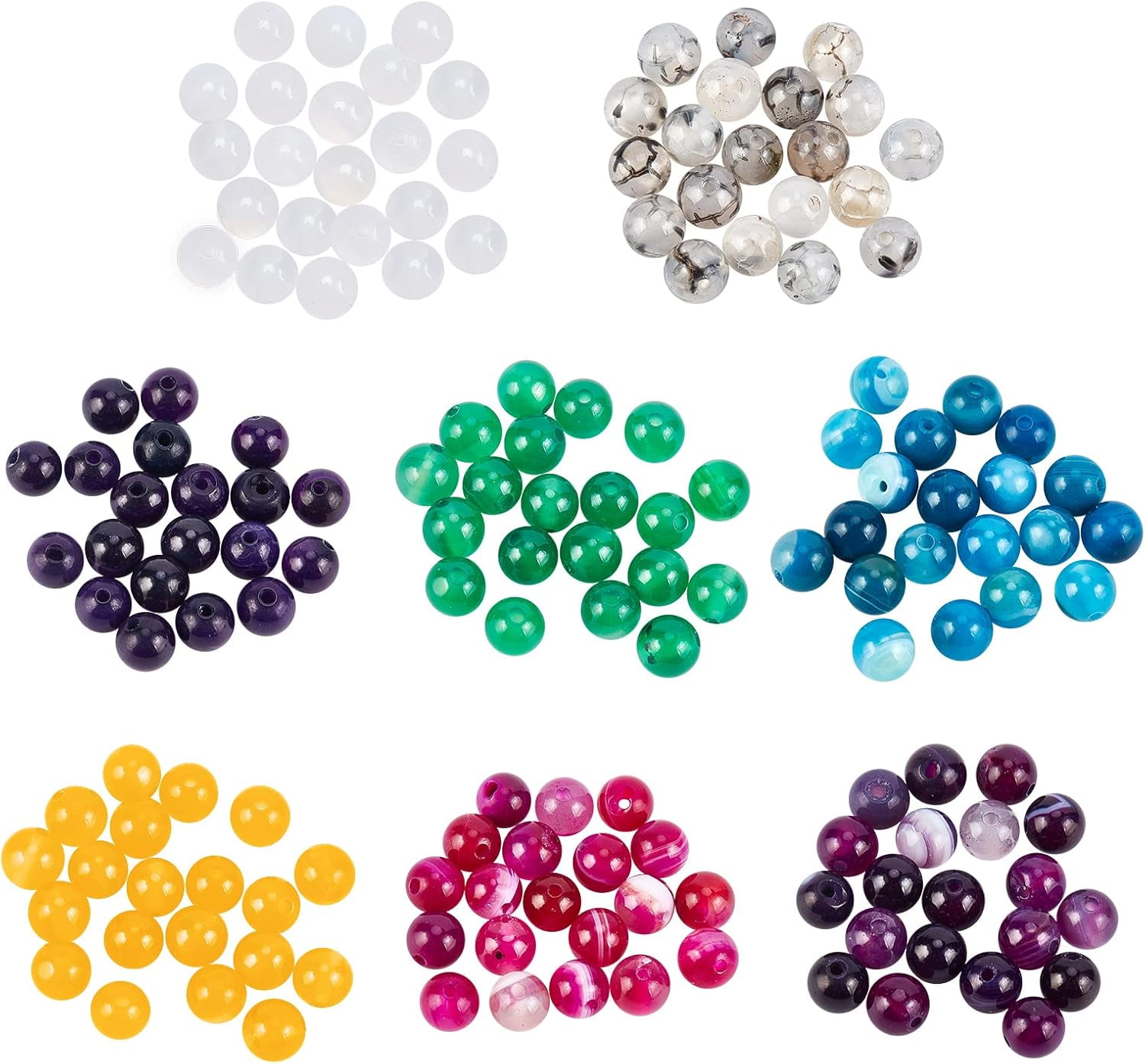 1 box 160pcs 8 style Natural Mixed Agate Beads Dyed Round 6mm Hole: 1mm ...