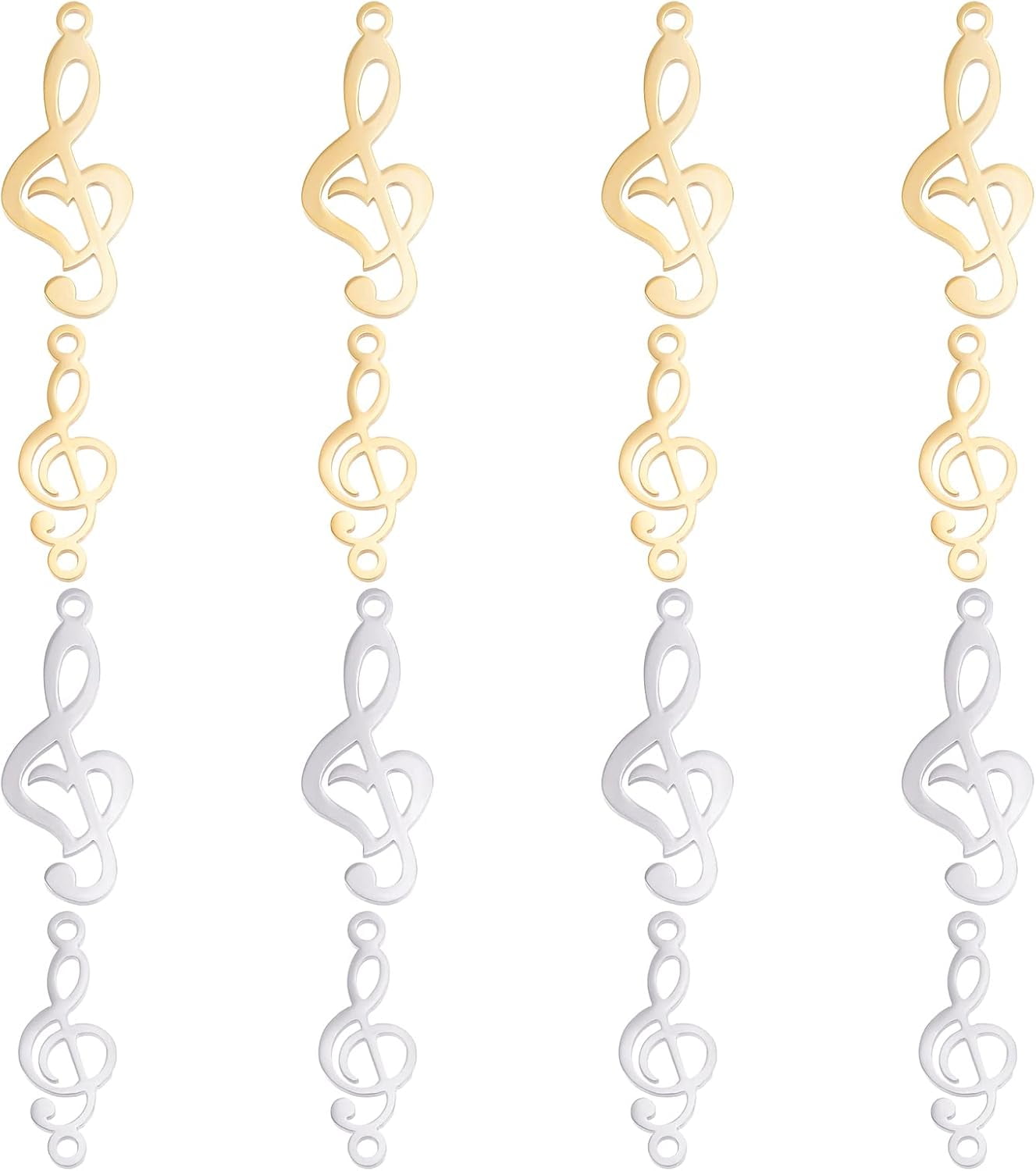 1 box 16pcs 2 colors Treble Clef Links & Pendants 201 Stainless Steel ...