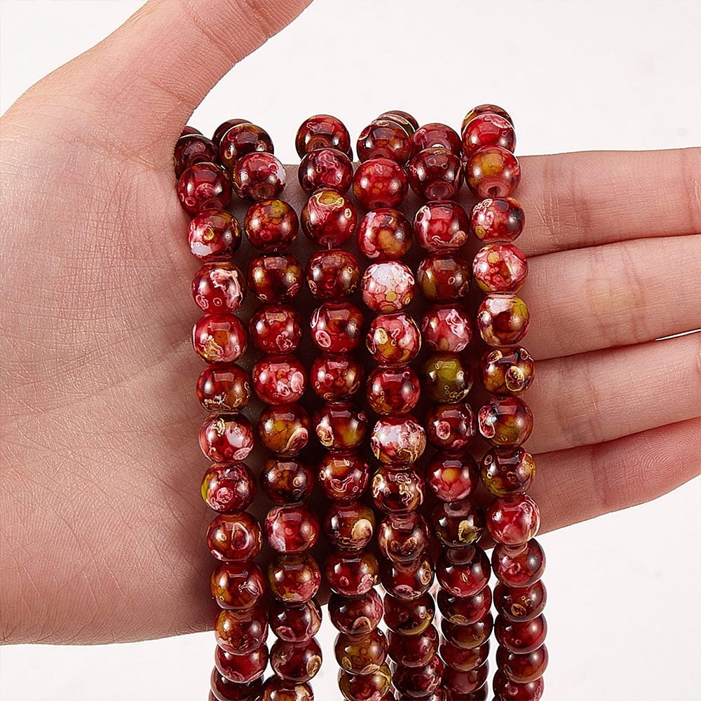 1 box 2 Strands 2 colors Natural Imitation South Red Agate Rainforest ...