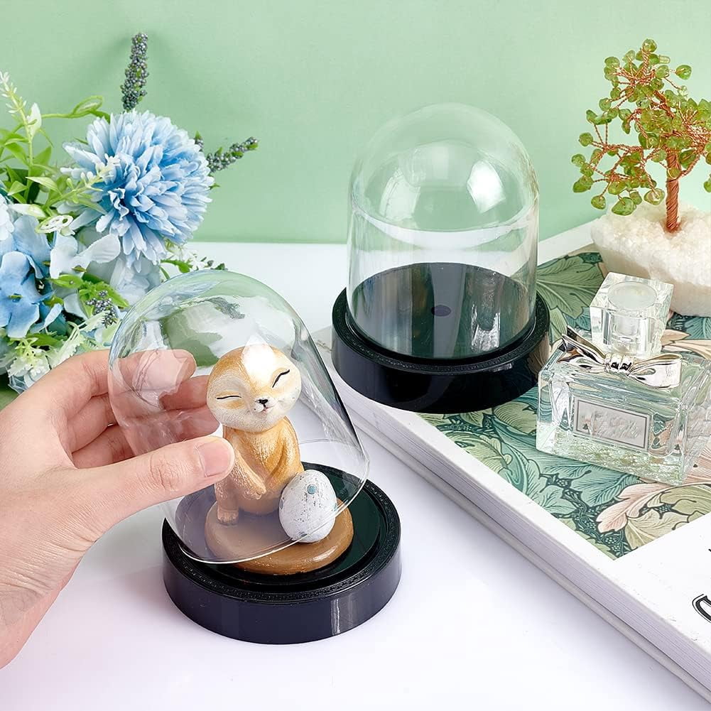 1 box 2 set Dome Display Case Cloche Bell Jar with Base Clear ...
