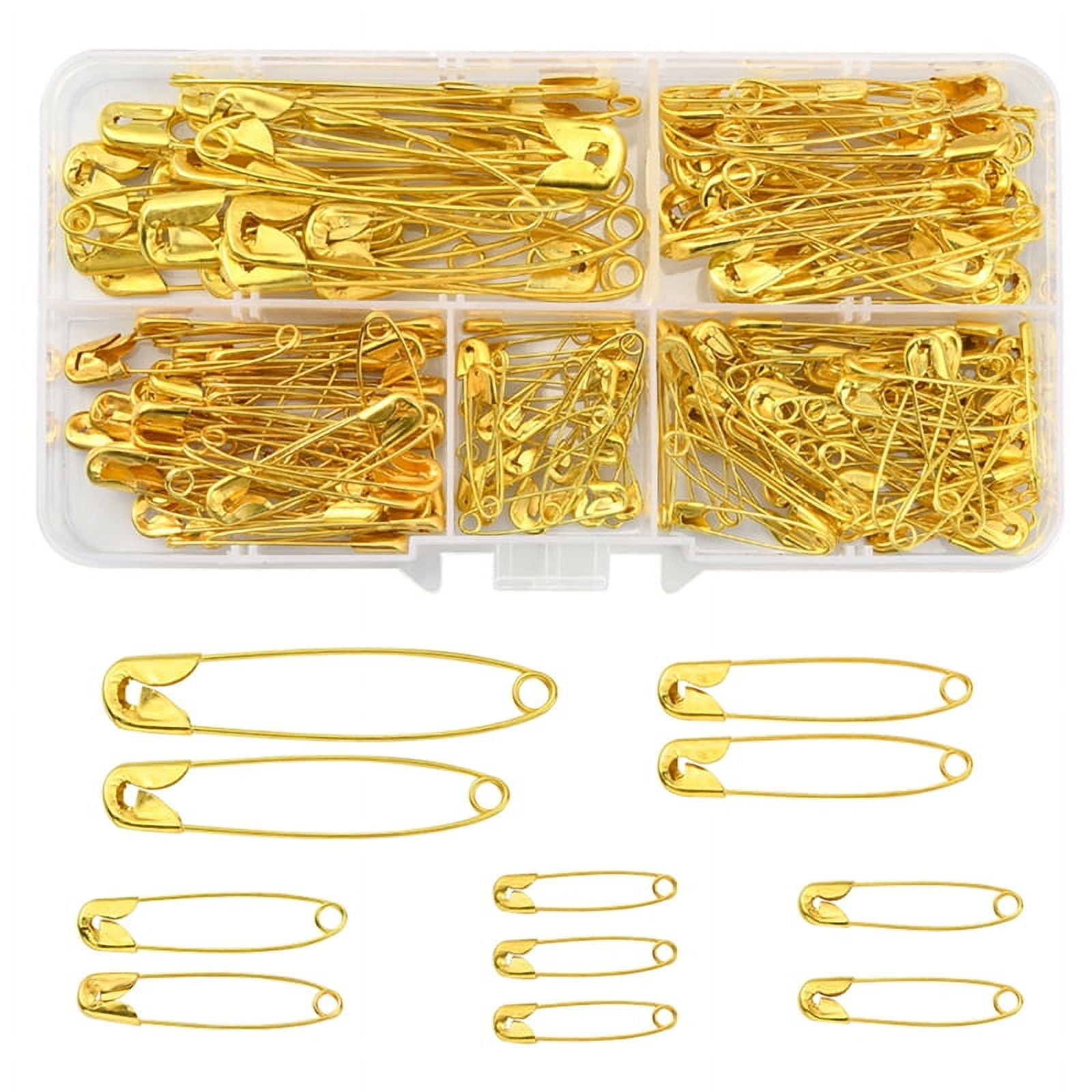 1 box 200pcs 6 style Iron Safety Pins sets Golden 22~55x4.8~11.5mm pin ...