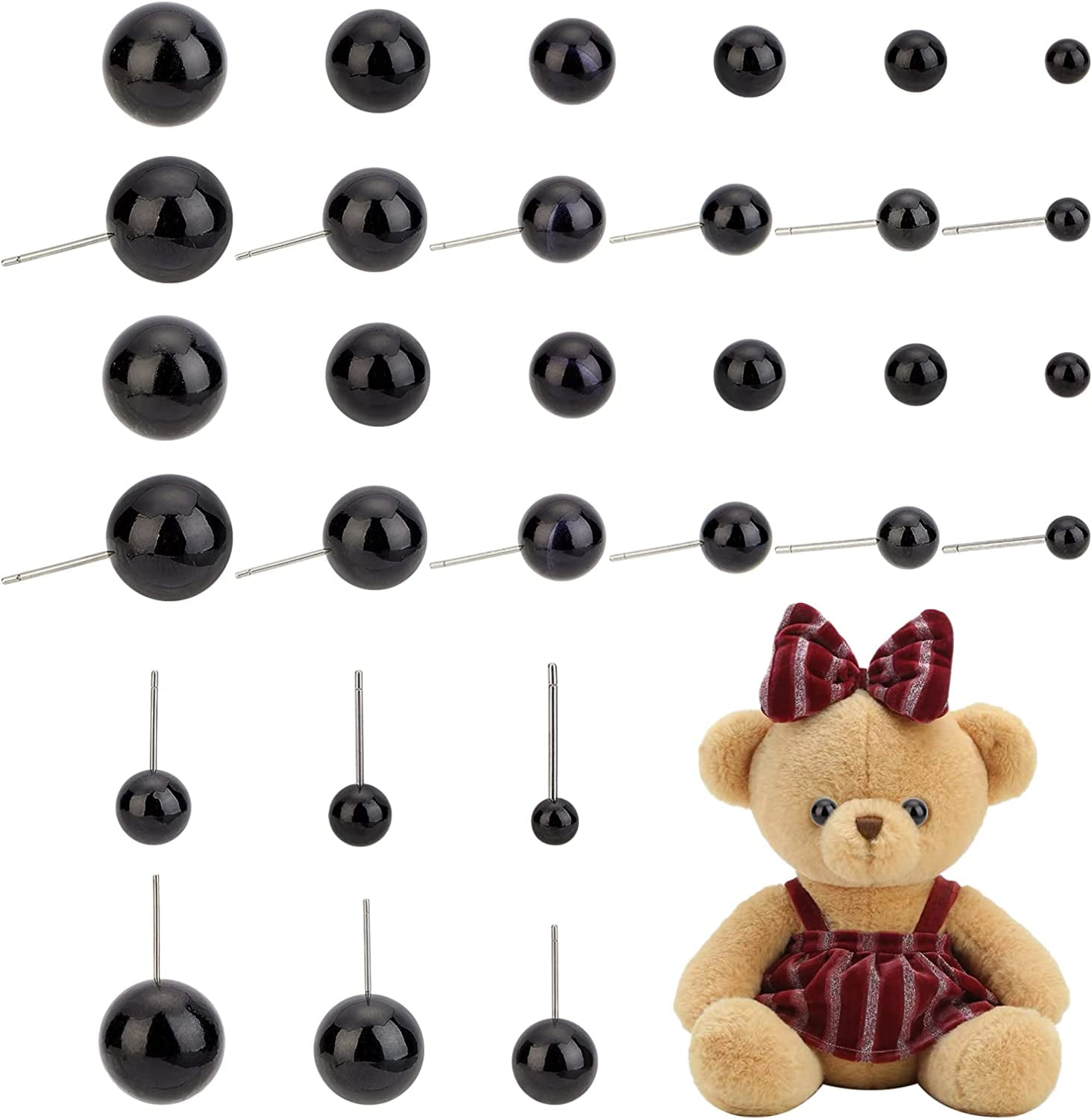 1 box 206pcs 4/6/8/10/12/14mm Eyes Plastic Safety Eyes Stuffed Toy Eyes ...