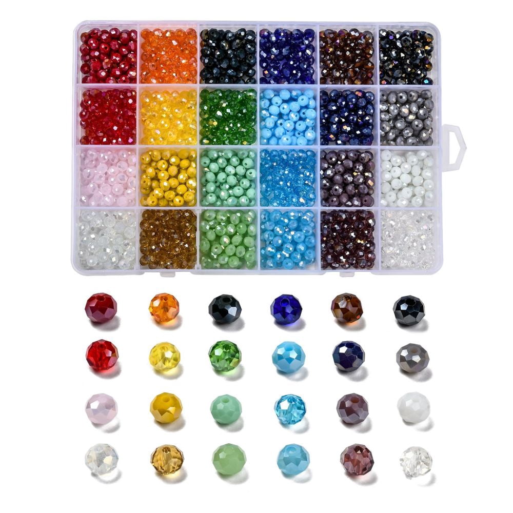 1 box 24 colors Electroplate Glass Beads Opaque Solid color AB color ...